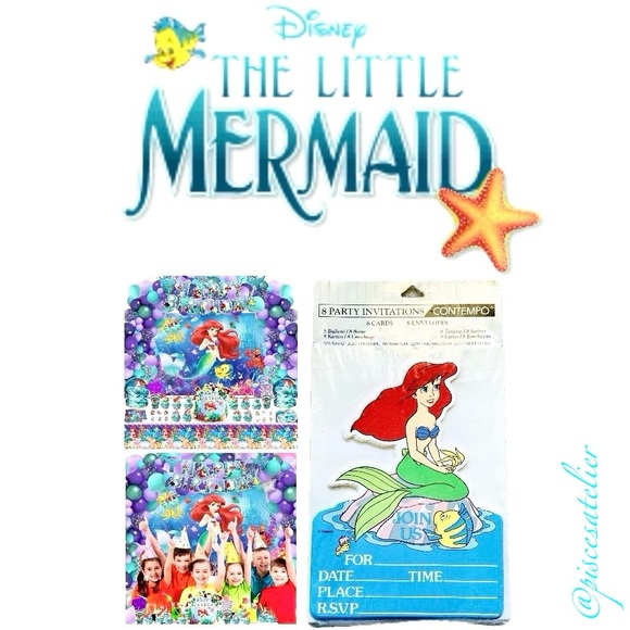 Disney | Other | Ariel The Little Mermaid Vintage Invitations W ...